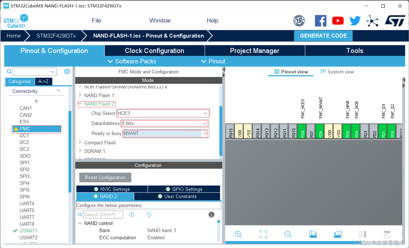 基于STM32F429IGT6的NAND FLASH读写测试(CUBEMX)_stm32 nand flash-CSDN博客