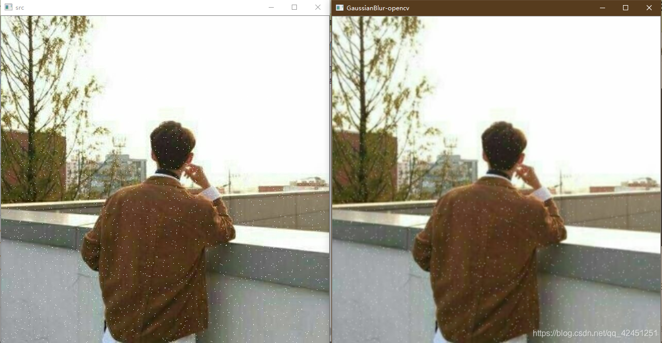 《OpenCv视觉之眼》Python图像处理五 :Opencv图像去噪处理之均值滤波、方框滤波、中值滤波和高斯滤波_a.图像滤波 1) 调入并显示原始图像; 2) 利用blur命令对图像进行 ...