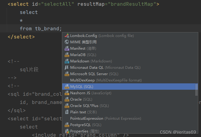 Idea在<select><select>中写sql语句无提示解决idea写sql无提示 Csdn博客 3970