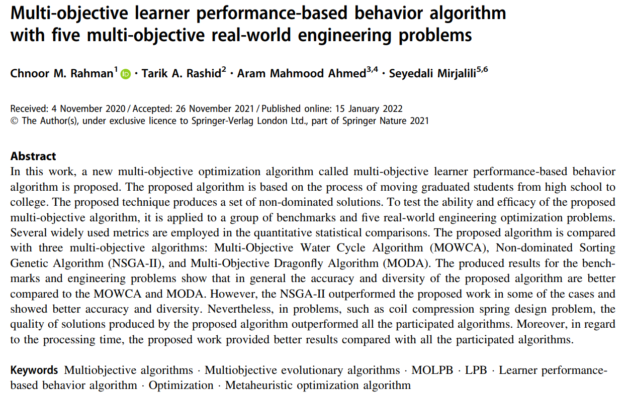 多目标学习者行为优化算法（Multi-objective learner performance-based behavior algorithm，MOLPB）求解微电网多目标优化调度 ...