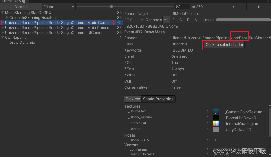 Unity之URP开启PostProcessing后使用RenderTexture渲染模型背景为不透明_urp rendertexture-CSDN博客
