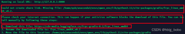 Linux服务器gradio无法创建共享链接Could not create share link. Missing file-CSDN博客