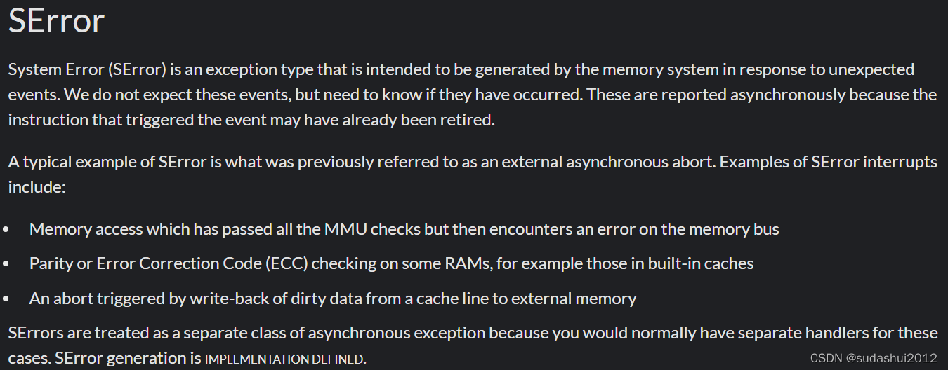 ARMv8 异常处理之SError-CSDN博客