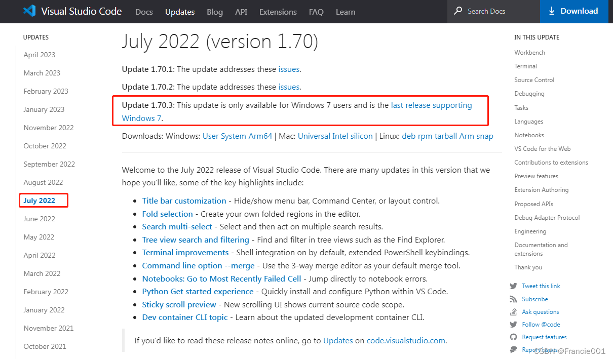 解决vscode 下载慢以及Win7版本旧版安装详细步骤_vscode下载 win7-CSDN博客
