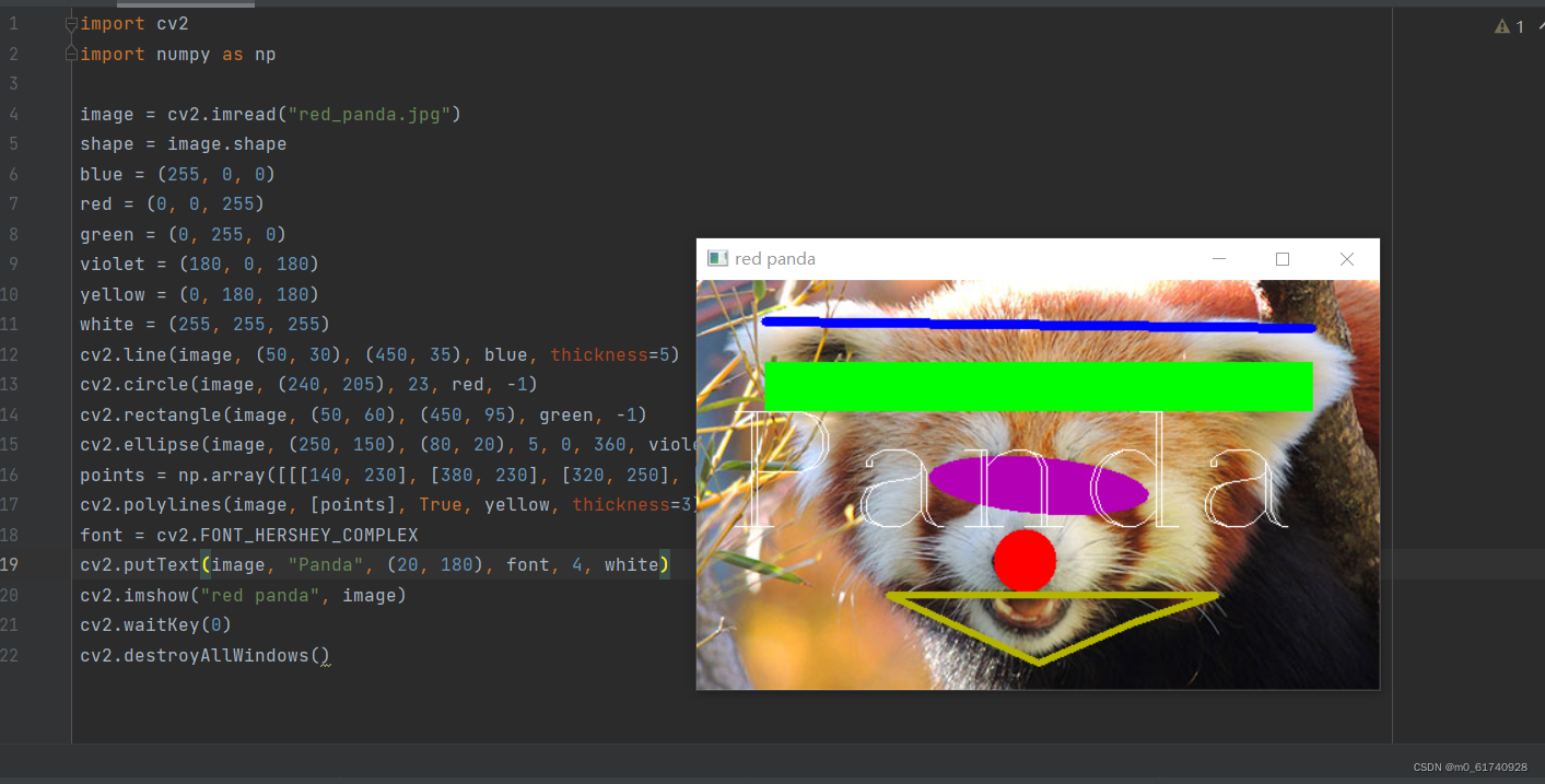 OpenCV学习笔记三：在图像上绘图和书写_cv2.rectangle写字-CSDN博客