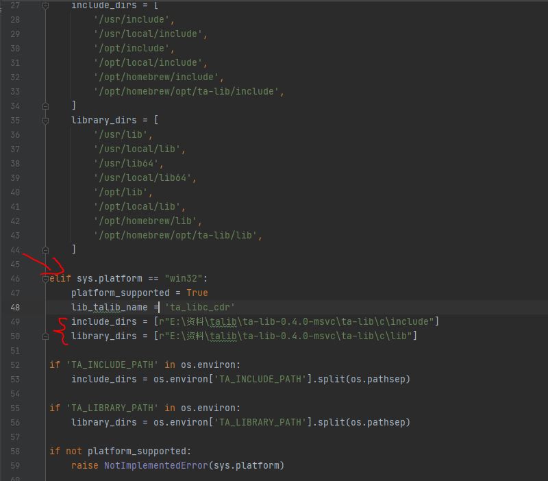 talib安装失败 (talib/_ta_lib.c(1222): fatal error C1083: 无法打开包括文件: “ta-lib/ta_defs.h”: No such_talib ...