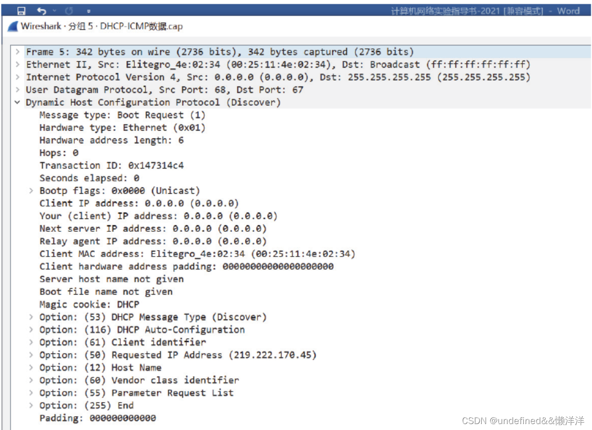 【计算机网络】实验八 动态主机配置协议 DHCP分析-CSDN博客