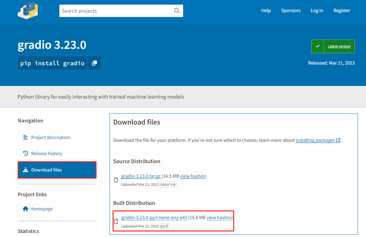 ERROR: No matching distribution found for gradio＞=3.23-CSDN博客