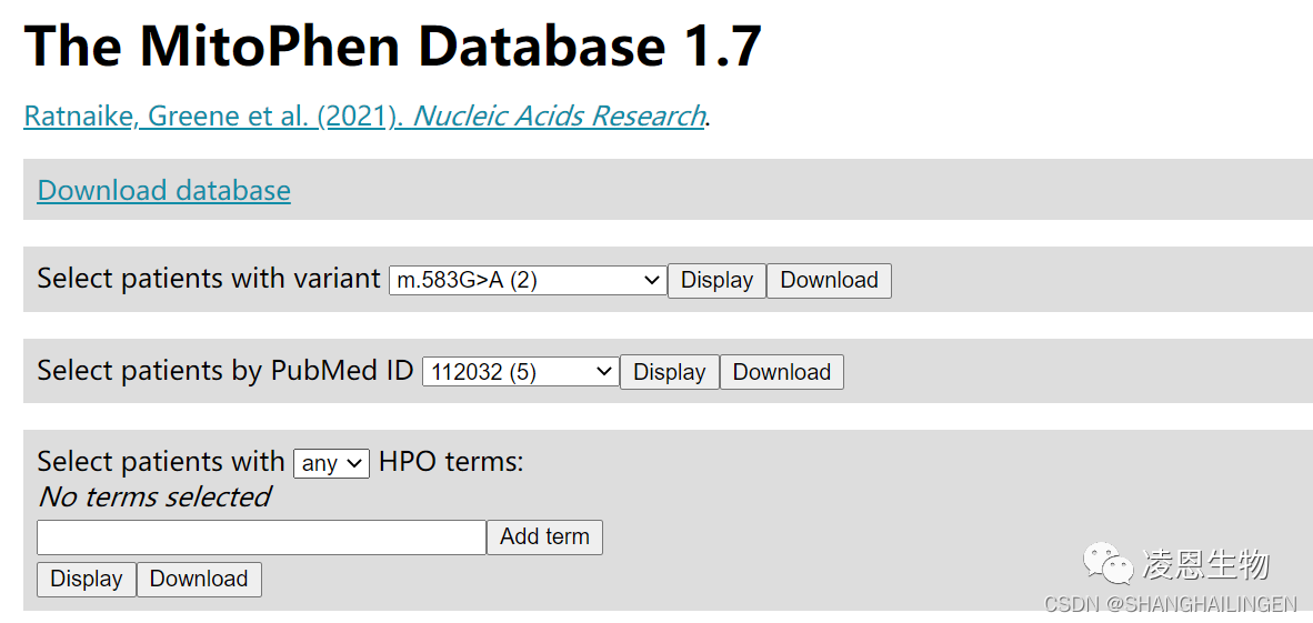 数据库 | MitoPhen 数据库：基于人体表型进行线粒体 DNA 疾病诊断_线粒体基因 数据库-CSDN博客