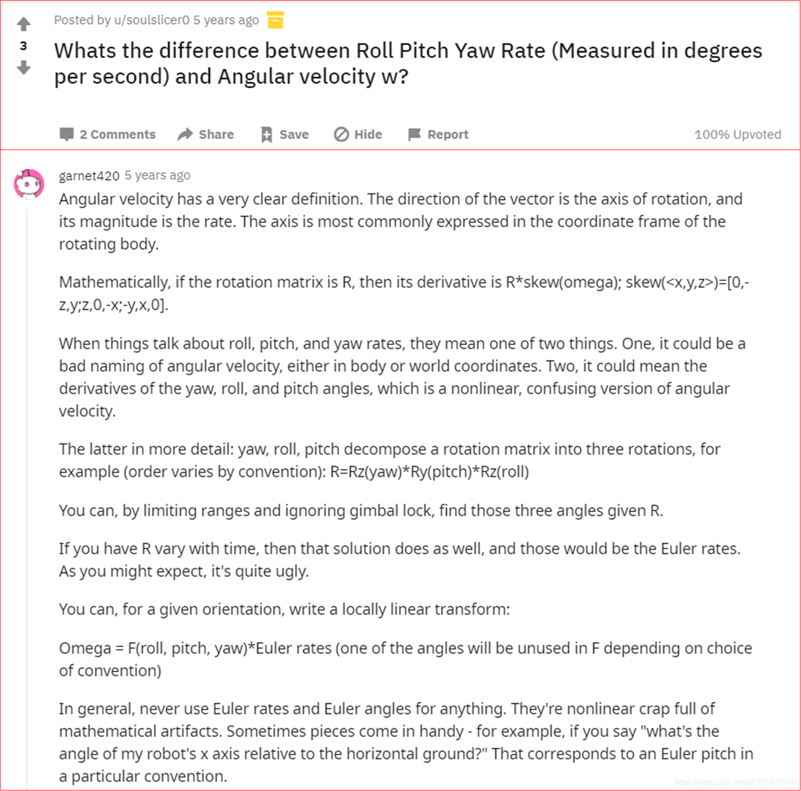 ROS-Difference between euler angles rate and angular velocity_欧拉角速度与角速度的关系-CSDN博客