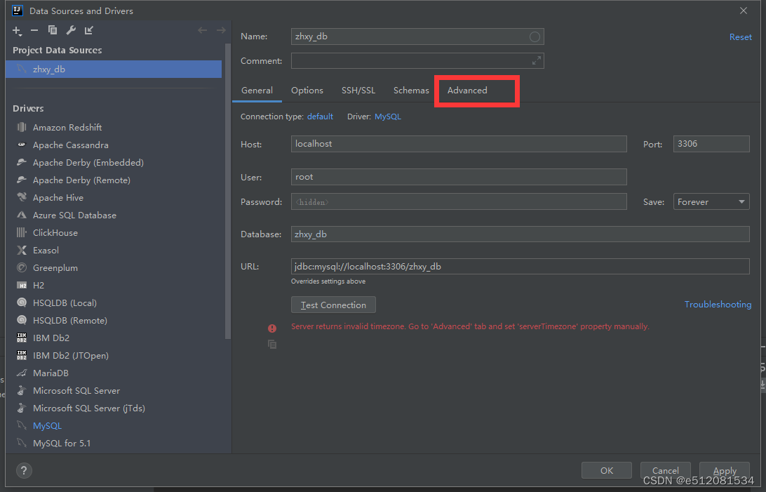 解决Server returns invalid timezone. Go to ‘Advanced‘ tab and set ‘serverTimezone‘ property ...