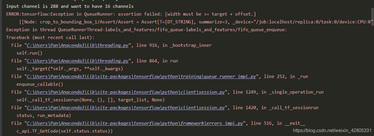 tensorflow运行报错ERROR:tensorflow:Exception in QueueRunner: assertion failed，求解决方法-CSDN博客