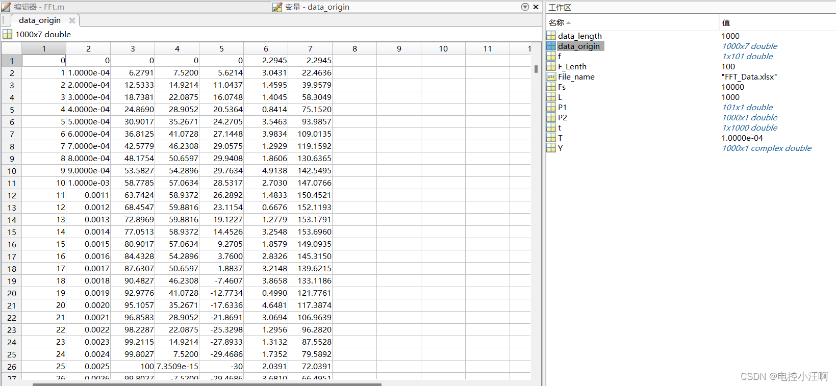 将Excel中的数据导入Matlab中进行FFT分析_将excel表格的数据导入matlab中进行傅里叶变换-CSDN博客