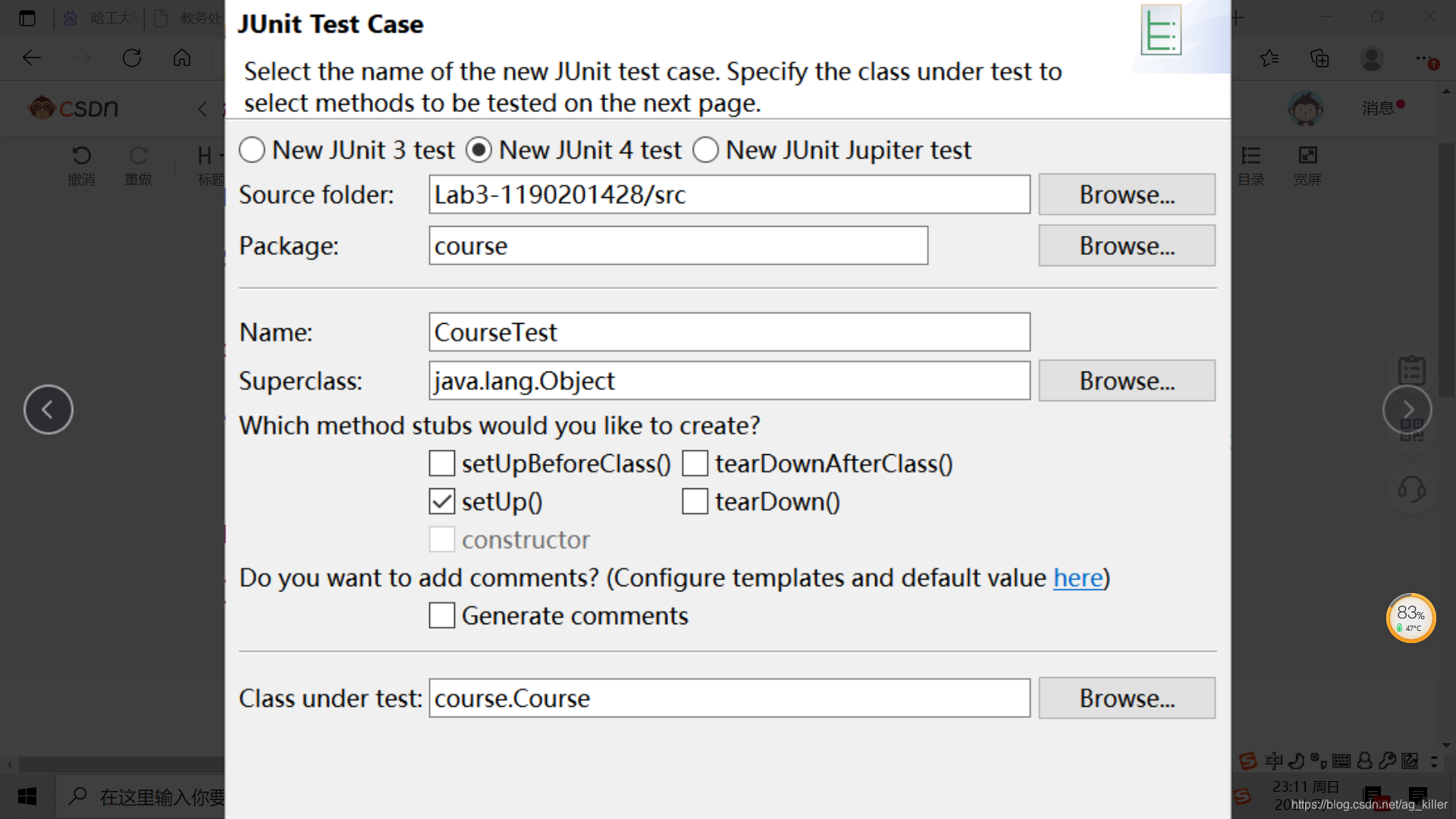 软件构造——在Eclipse中进行JUnit测试_eclipse 在需要建立 junit 的包内右击,选择“新建”|“其他”| “junit 测试用例-CSDN博客