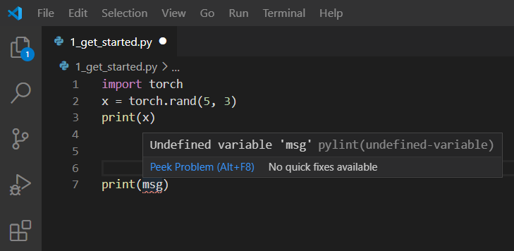 解决vscode中使用pytorch时pylint报错Module torch has no xxx member_module 'torch' has no 'arange' membe ...