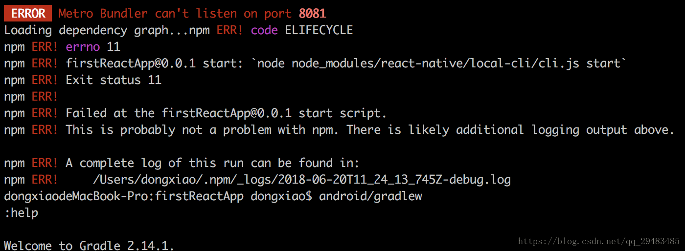ReactNative 启动js server报错：Metro Bundler can't listen on port 8081-CSDN博客