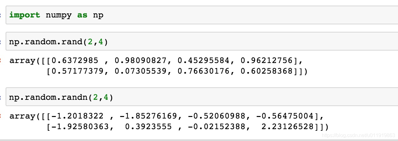 np.random.randn()、np.random.rand()、np.random.randint()的区别和用法_theta=np.random.randn(2,1)是什么意思-CSDN博客