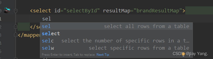 IDEA编写MyBatis的Mapper的SQL映射文件SQL代码补全_mybatis代码补齐-CSDN博客