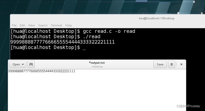 Linux实验五 1、从终端读取用户输入的字符串,并输出储存到文件outputtxt中,直到遇到换行符则停止。(用库函数实现)2、自定义一个txt文件,读取文件内容,并打印文件的第三行内容 8368