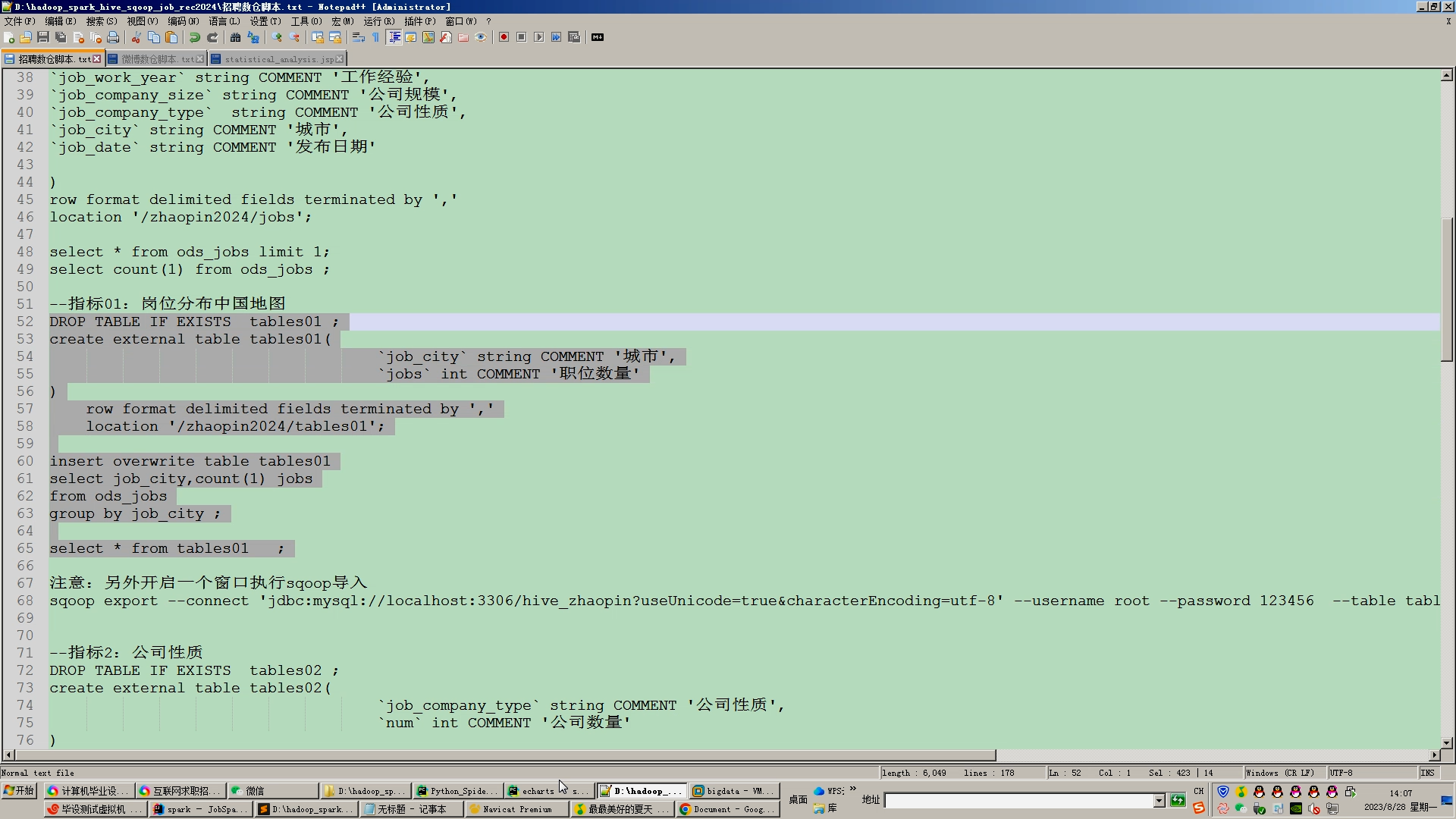 计算机毕业设计hadoopspark招聘推荐系统 招聘可视化 招聘数据分析 招聘大数据 招聘爬虫 大数据毕业设计 大数据毕设 机器学习 深度学习hadoopspark招聘数据分析系统