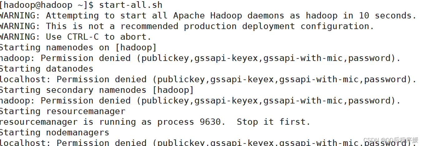 hadoop: Permission denied (publickey,gssapi-keyex,gssapi-with-mic,password)解决办法_hadoop ...