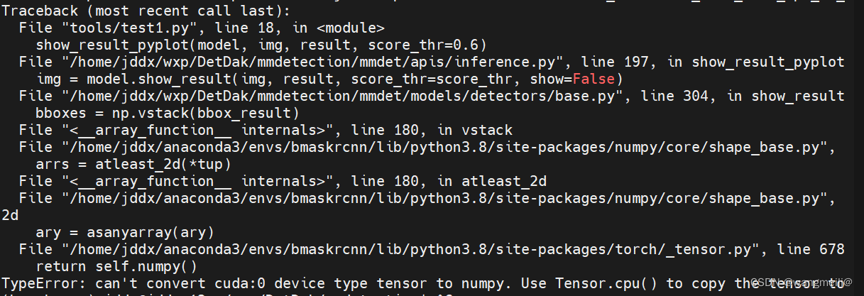 TypeError: can‘t convert cuda:0 device type tensor to numpy. Use Tensor.cpu() to copy the tensor ...