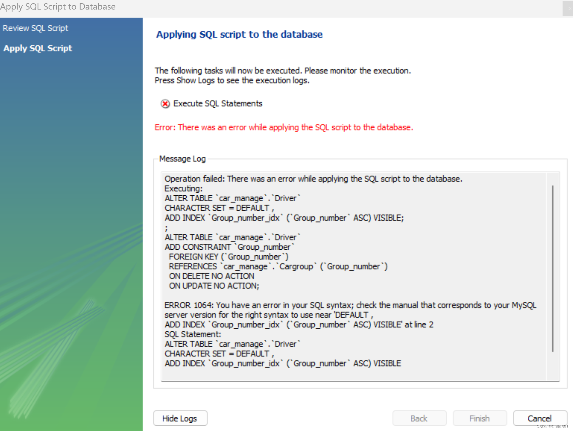MySQL Workbench创建外键时报错mysql_workbench 外键 设置不了-CSDN博客