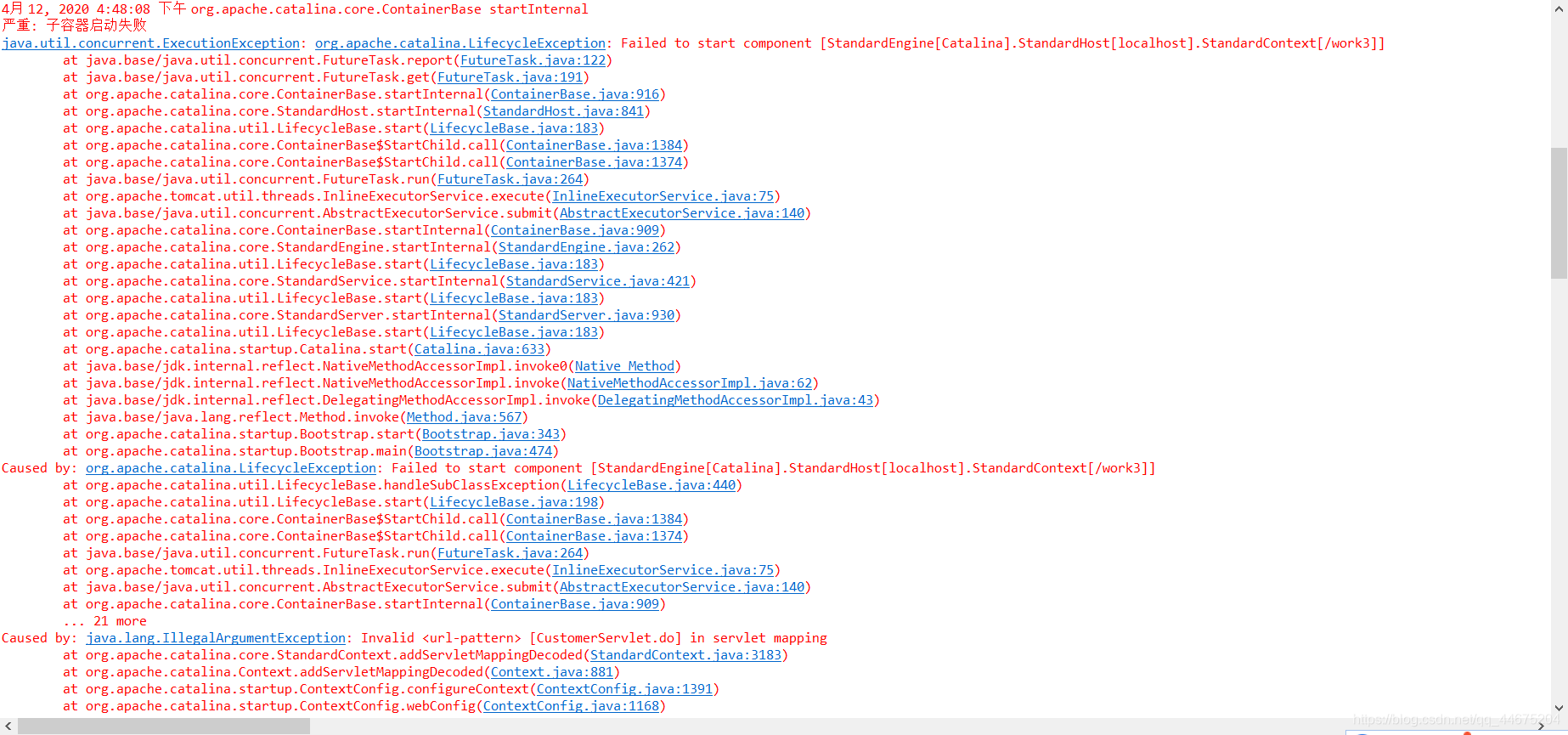 严重: 子容器启动失败 java.util.concurrent.ExecutionException 信息: 正在摧毁协议处理器 ["http-nio-80"]WARNING: An ...
