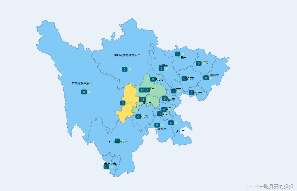Vue Echarts地图实现功能,实现地图上数据显示,四川省地图echarts地市数据案列vue引入json数据实现地图展示 Csdn博客