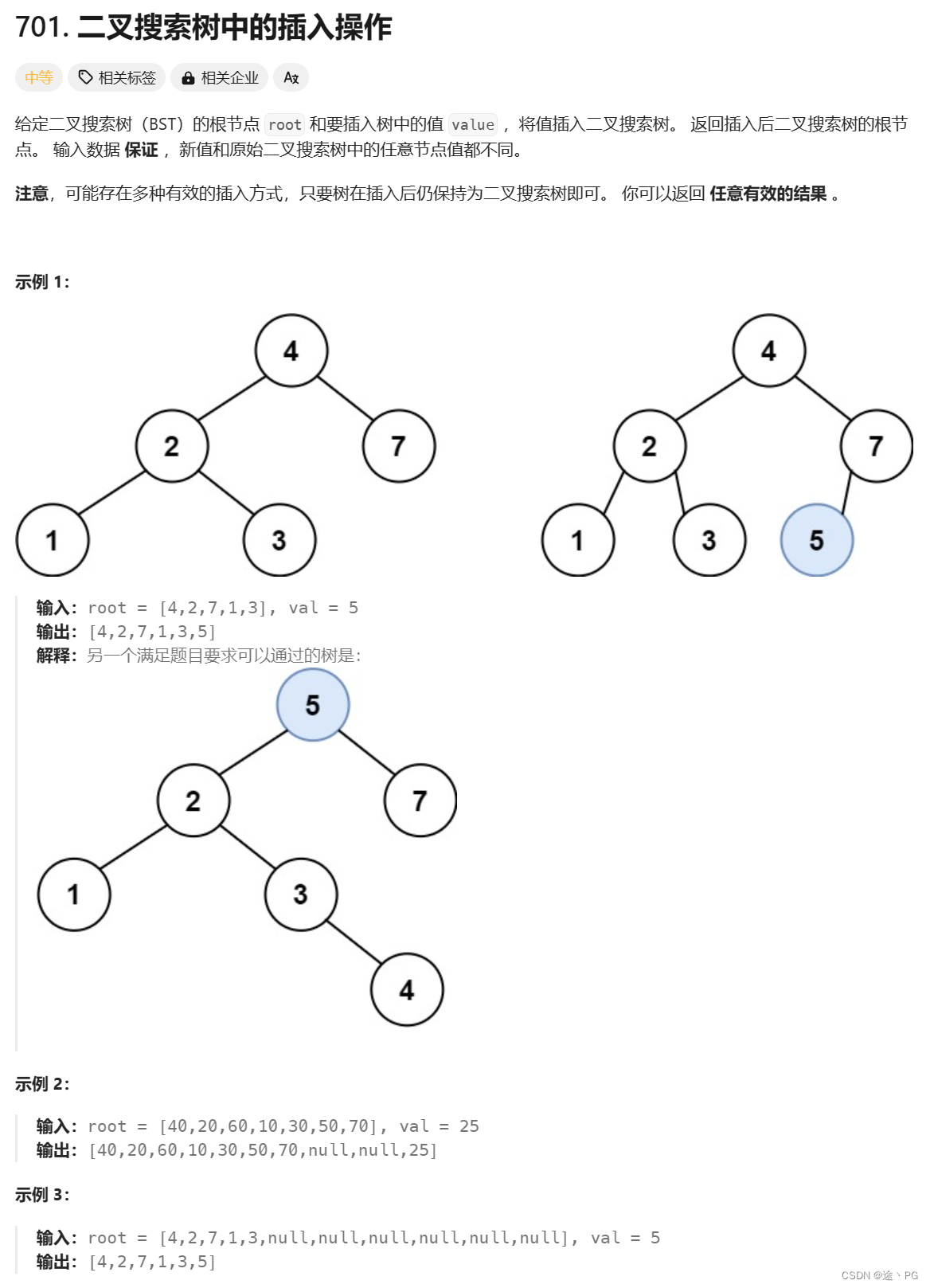 代码随想录day28(1)二叉树:二叉搜索树中的插入操作(leetcode701) Csdn博客