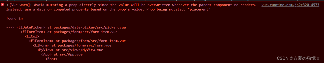 Avoid mutating a prop directly since the value will be overwritten whenever the parent mutated ...