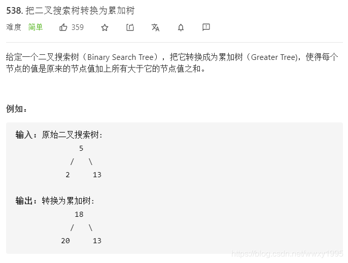 Leetcode 538/1038 把二叉搜索树转换为累加树 (利用中序遍历求前缀和)_中序遍历求和-CSDN博客