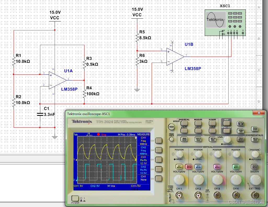 DIY信号发生器：运放实现三角波、方波发生器（详细参数说明）+multisim仿真_运算放大器1v的方波变成3v的-CSDN博客