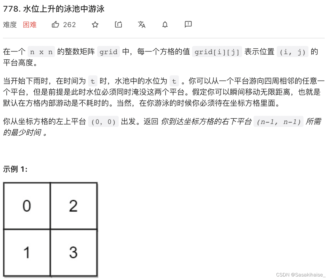 LeetCode 778. 水位上升的泳池中游泳_leetcode 778 js-CSDN博客