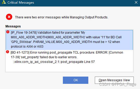【Xilinx Vivado 2019.2 BD 编译出错(地址位宽不对)：[IP_Flow 19-3478] Validation failed...】_vivado validation ...