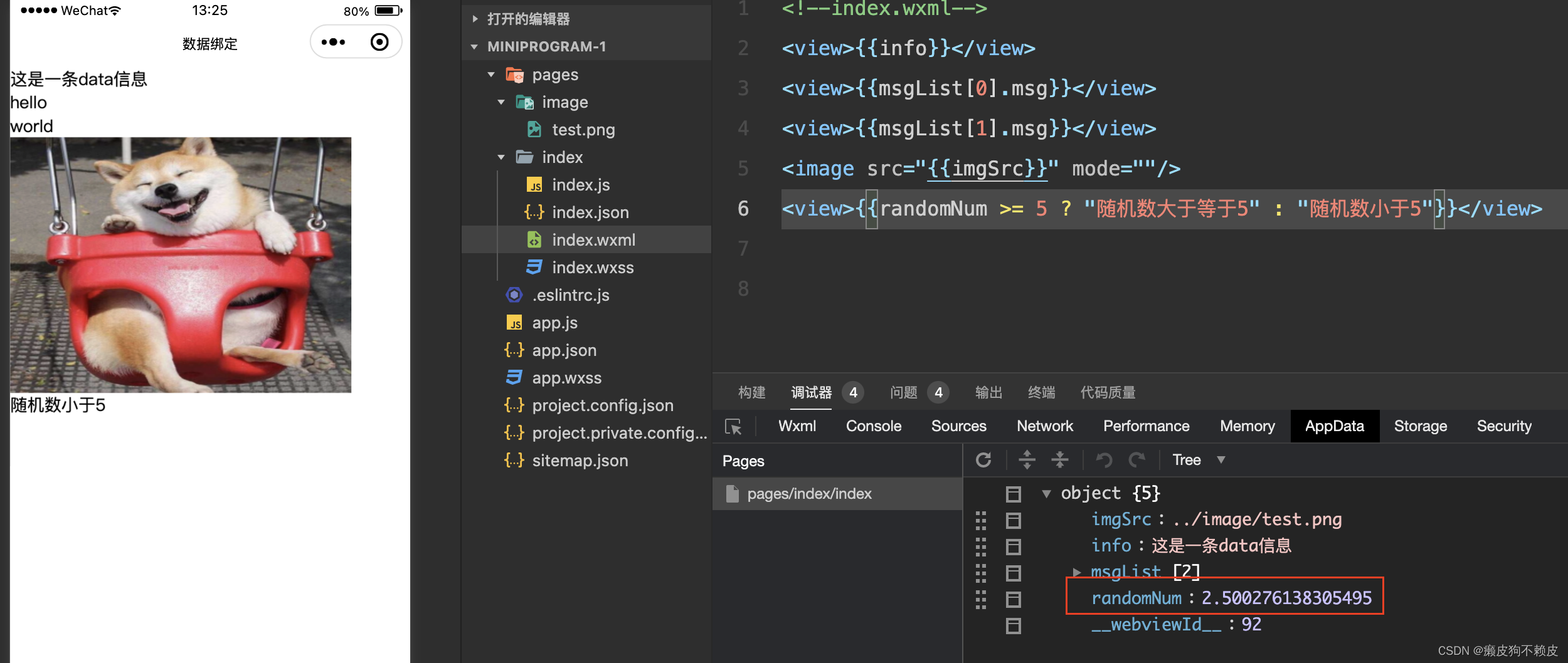 WXML模板语法-数据绑定_小程序wxml模板-CSDN博客