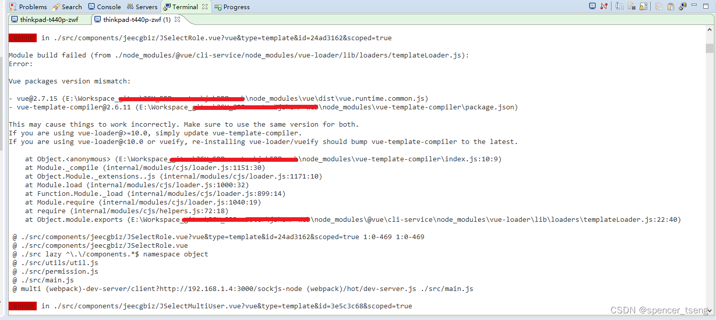 Module build failed : Error : Vue packages version mismatch:_module build failed: error: vue ...