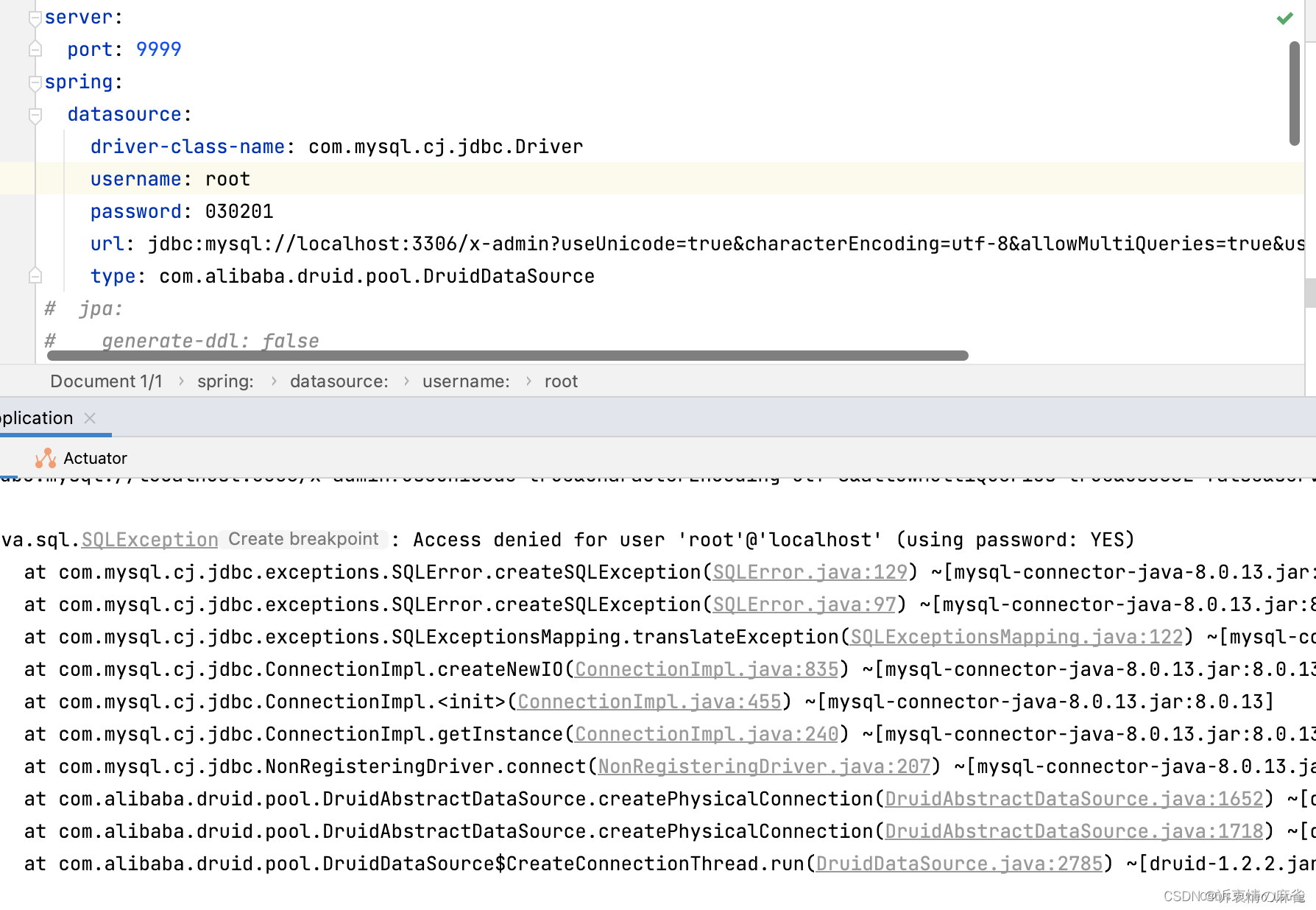 java.sql.SQLException: Access denied for user ‘root‘@‘localhost‘ (using password: YES)_在较低版本的 ...