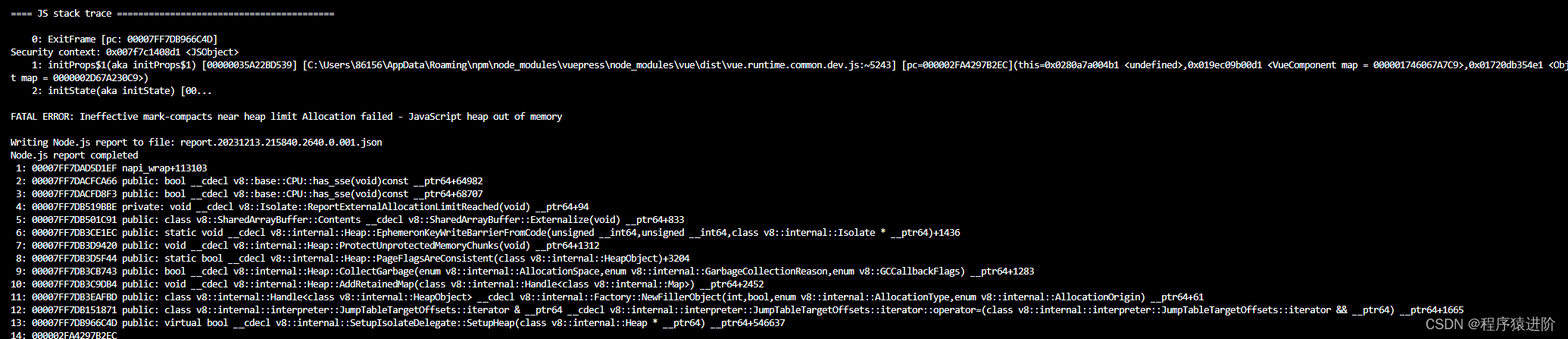 FATAL ERROR: Ineffective mark-compacts near heap limit Allocation ...
