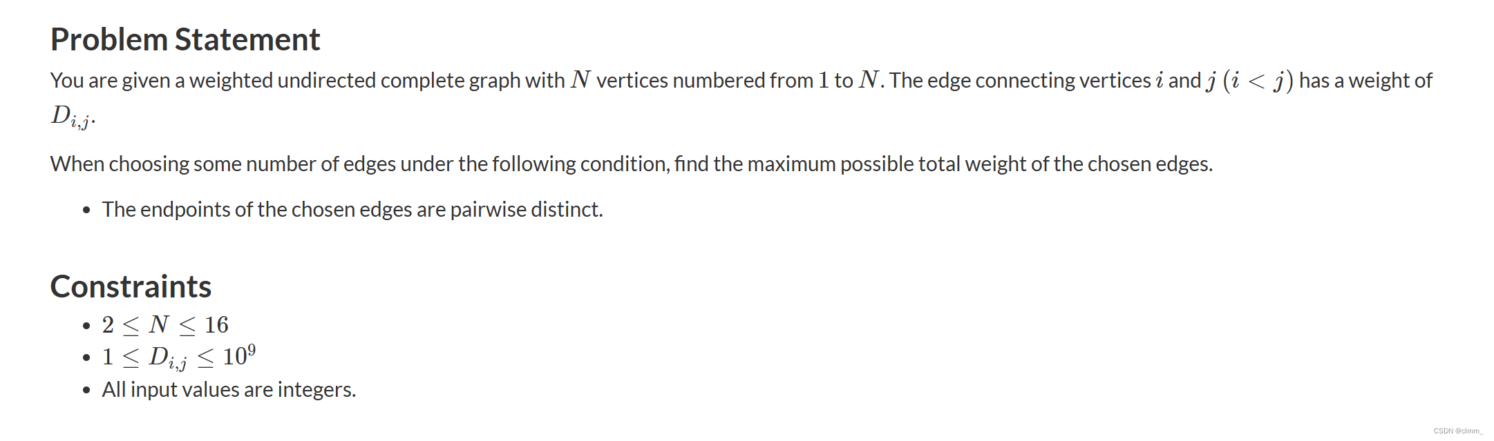 Atcoder 318 D - General Weighted Max Matching-CSDN博客