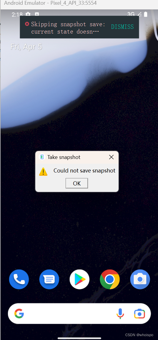 Android模拟器Android Emulator进行快照snapshot保存时问题_安卓模拟器 无法启动快照-CSDN博客