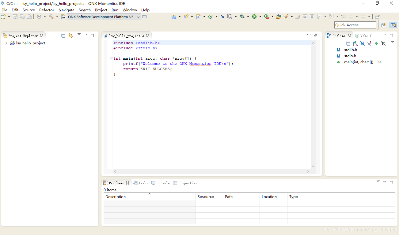 使用QNX Momentics IDE创建一个c工程-CSDN博客