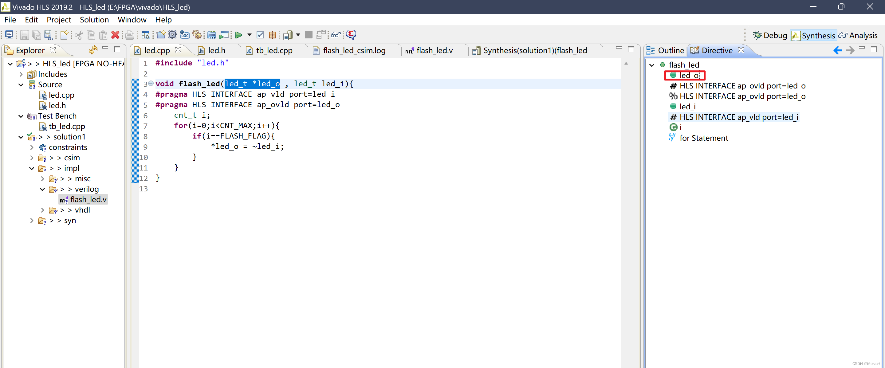HLS入门（Xilinx Vivado 2019.2）——点亮LED仿真_xilinx hls-CSDN博客