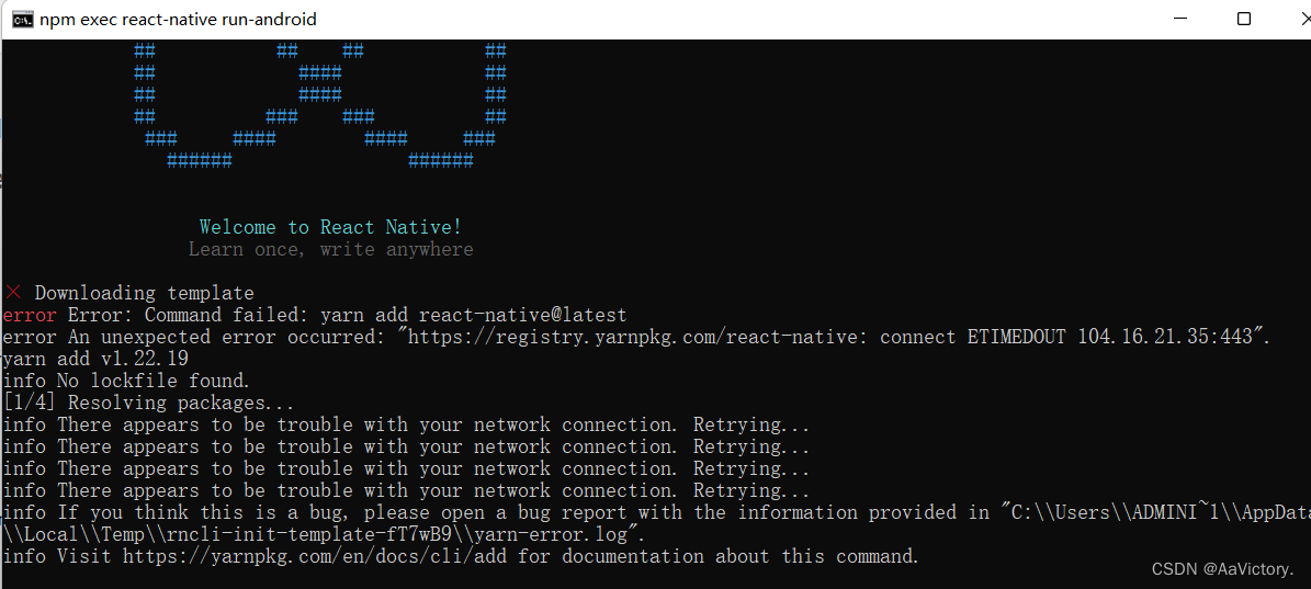 React-native Command failed: yarn add react-native_command failed:yarn add-CSDN博客