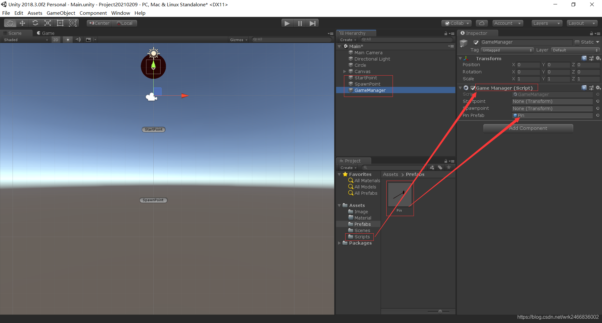 Unity代码基础第五天之“见缝插针”游戏(零基础)_startpoint = gameobject.find("startpoint").transfo-CSDN博客