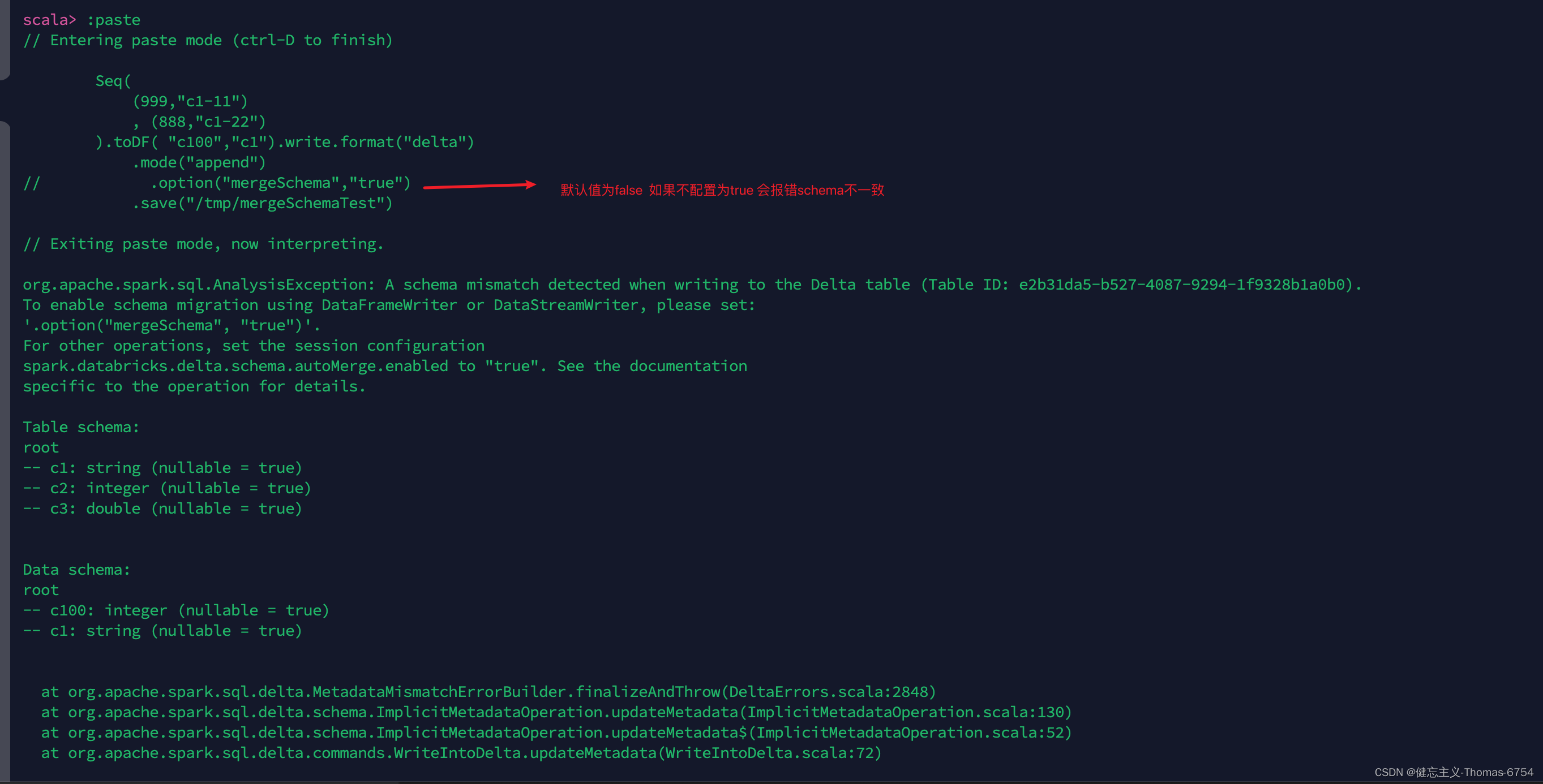 delta.io 数据湖 append模式之 mergeSchema(默认false)-CSDN博客