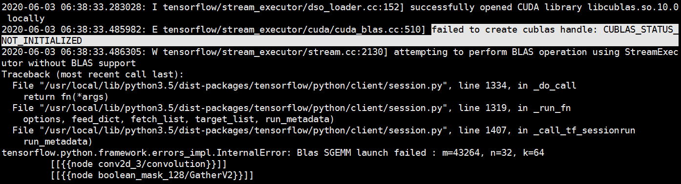 Keras和TensorFlow中failed to create cublas handle: CUBLAS_STATUS_NOT_INITIALIZED问题解决_cublas status ...