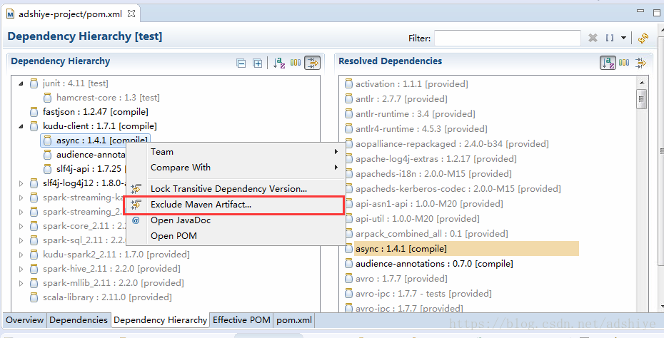 maven开发，idea、eclipse快速剔除jar子依赖方式_idea dependency hierarchy-CSDN博客