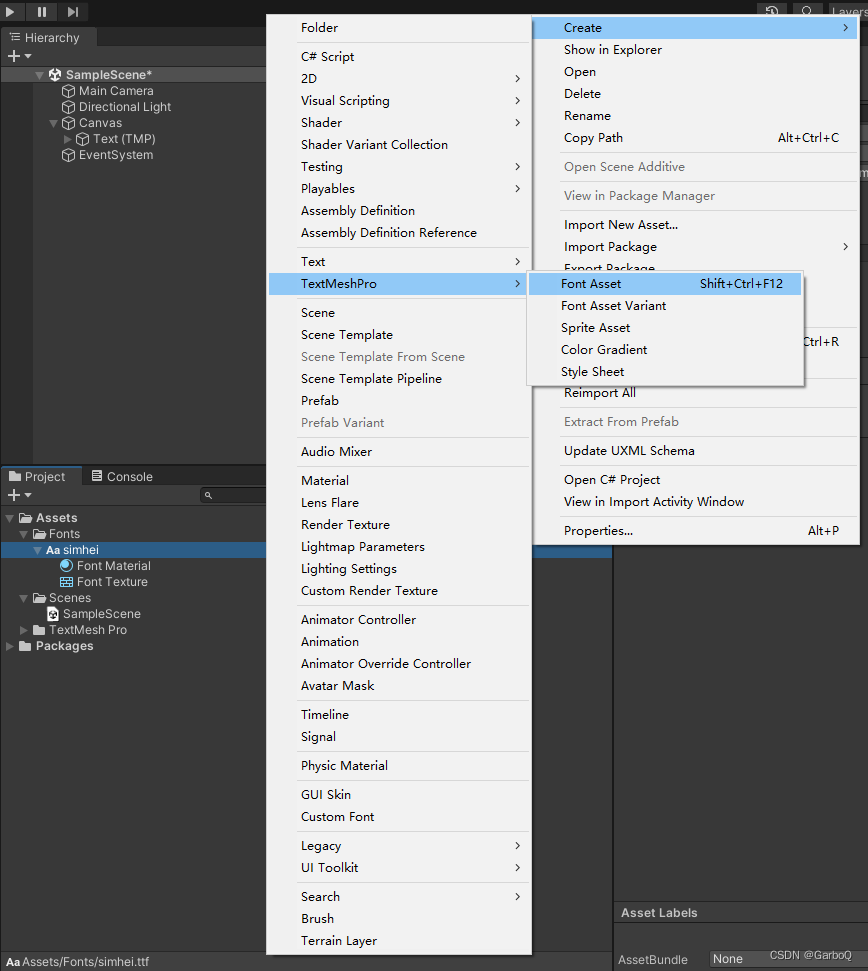 Unity3D 在 UI TextMeshPro (TMP) 中显示中文_u3d text(tmp)不显示-CSDN博客