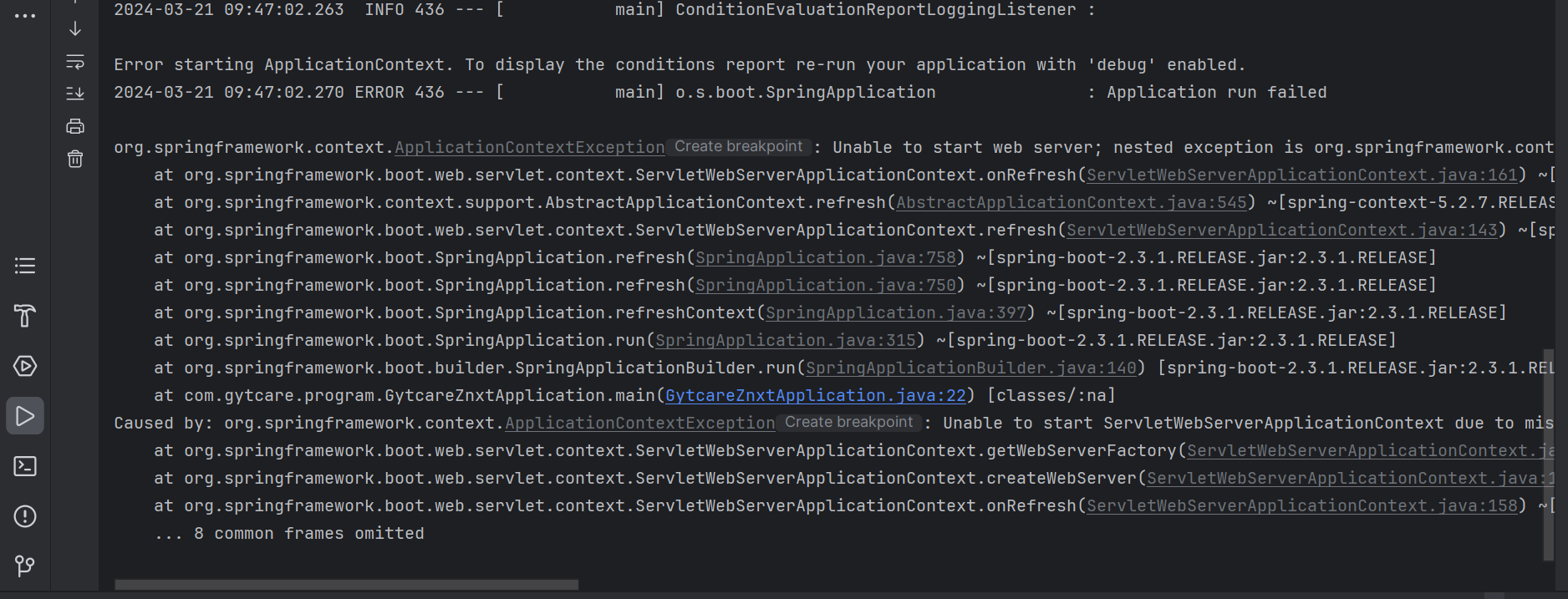 程序启动报错org.springframework.context.ApplicationContextException: Unable to start web server-CSDN博客